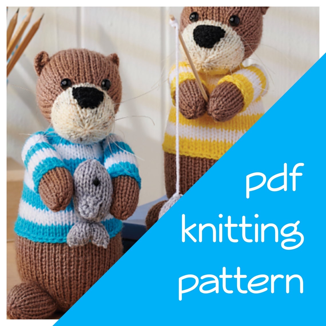 Otters Gone Fishing Toy Knitting Pattern - Etsy