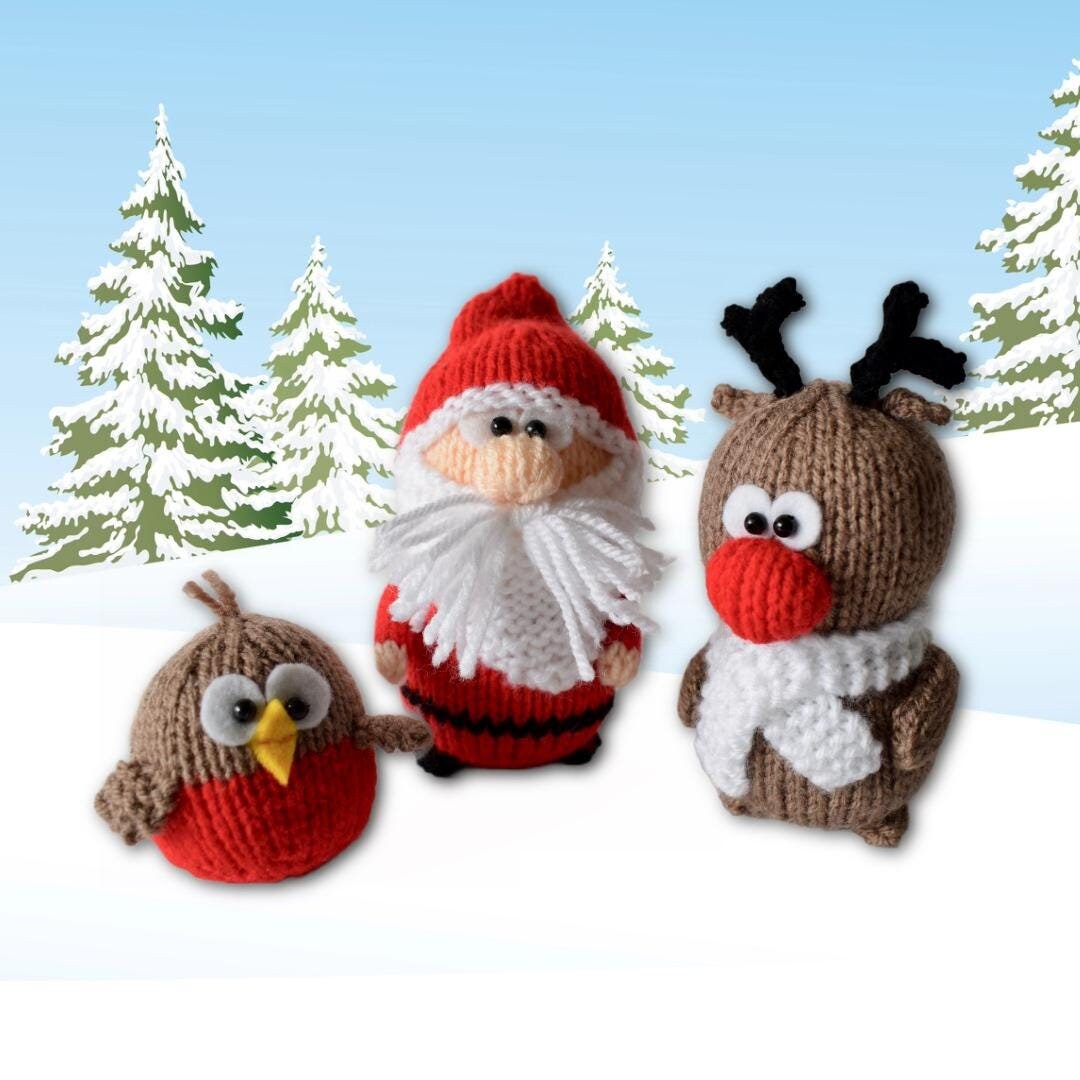 Santa, Rudolph and Robin Christmas Toys Knitting Patterns - Etsy UK