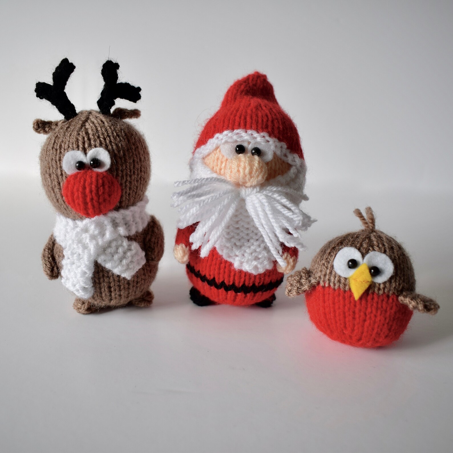 Santa Rudolph and Robin Christmas Toys Knitting Patterns - Etsy
