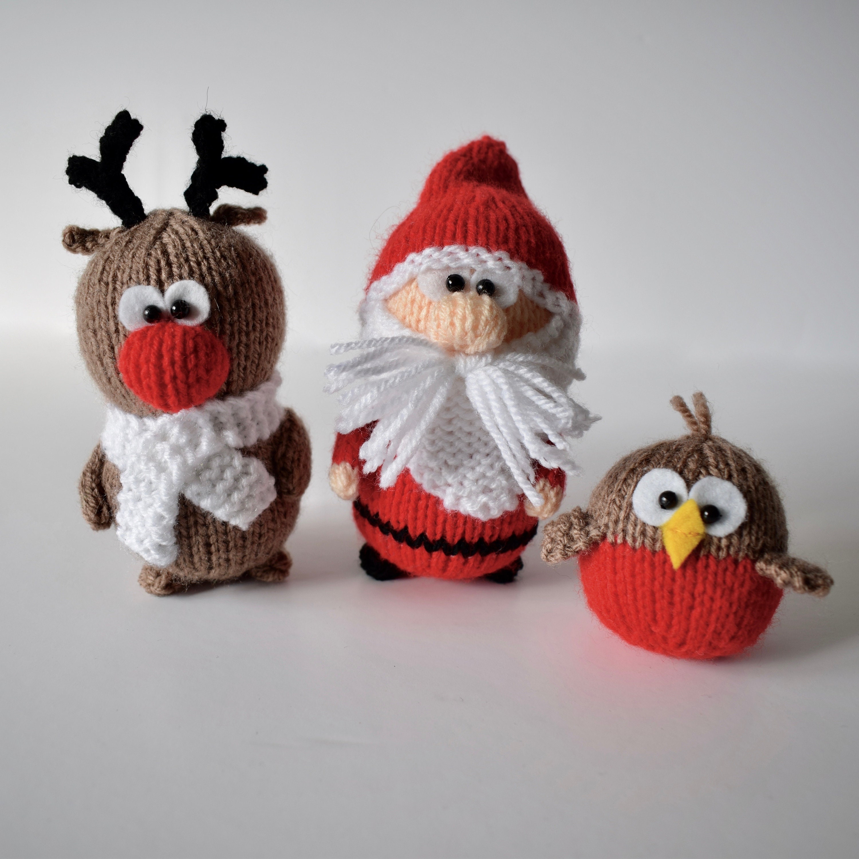 Santa Rudolph and Robin Christmas Toys Knitting Patterns | Etsy
