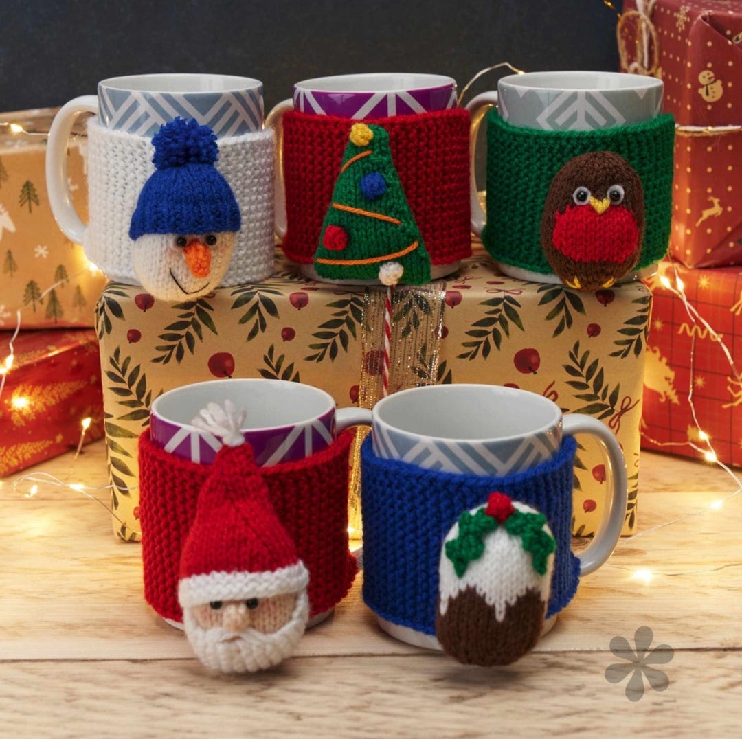 Festive Mug Hugs Christmas Cup Warmer Knitting Patterns PDF Digital ...