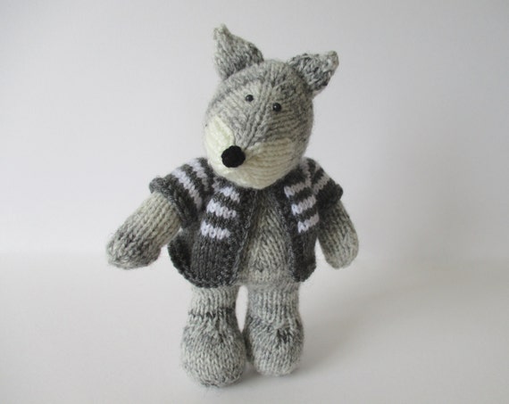 Gray Wolf toy knitting patterns | Etsy