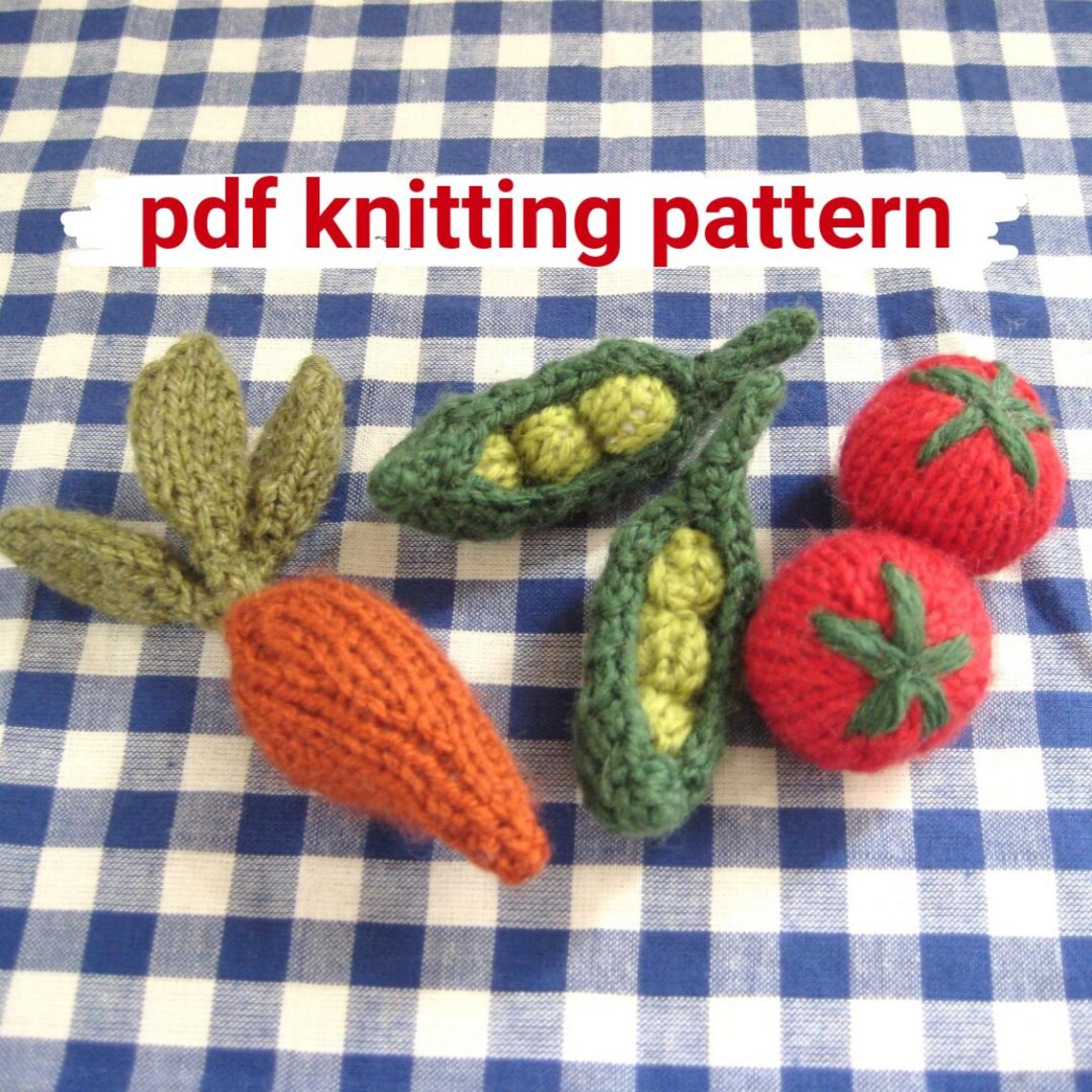 Knitting Pattern: "fruit and Vegetables" in Basket With Tomato Carrot ...