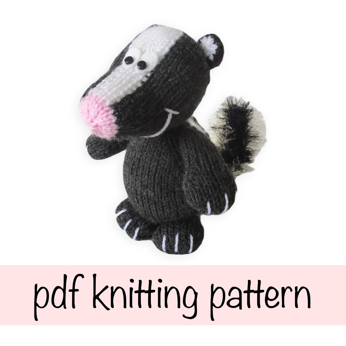 Cyril the Skunk Toy Knitting Patterns - Etsy