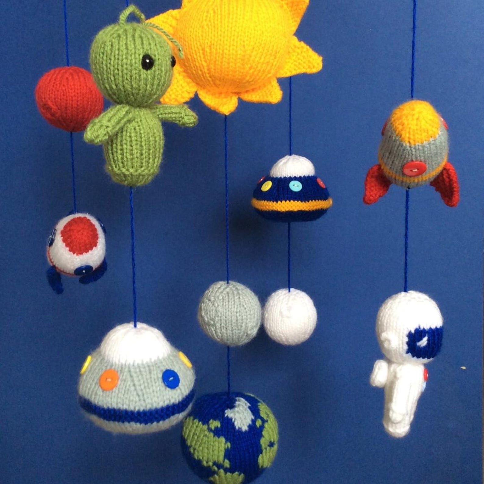 Knitting Pattern: "space Mobile" With Rockets Ufos Planets Astronaut ...