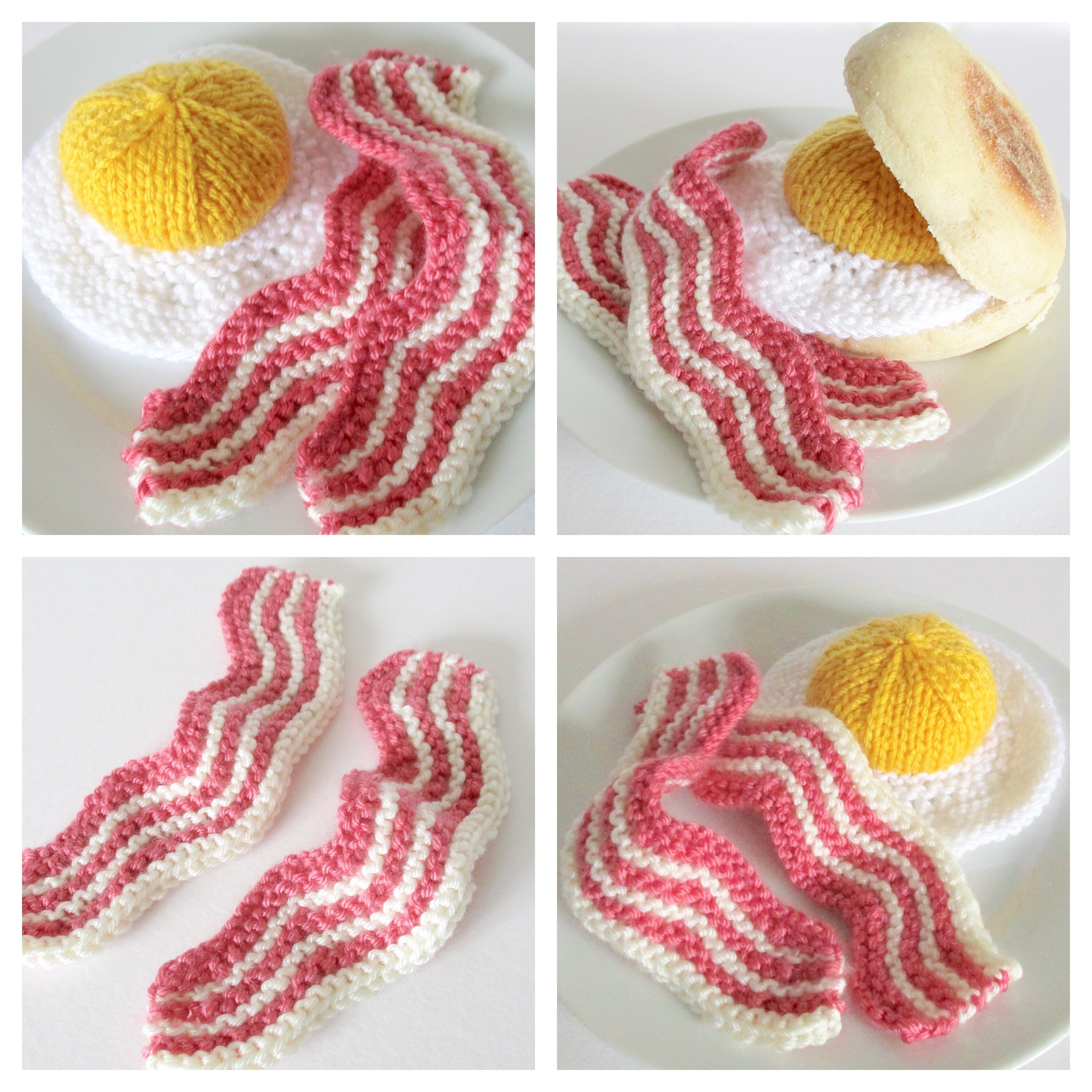 Bacon and Eggs Toy Food Knitting Pattern - Etsy