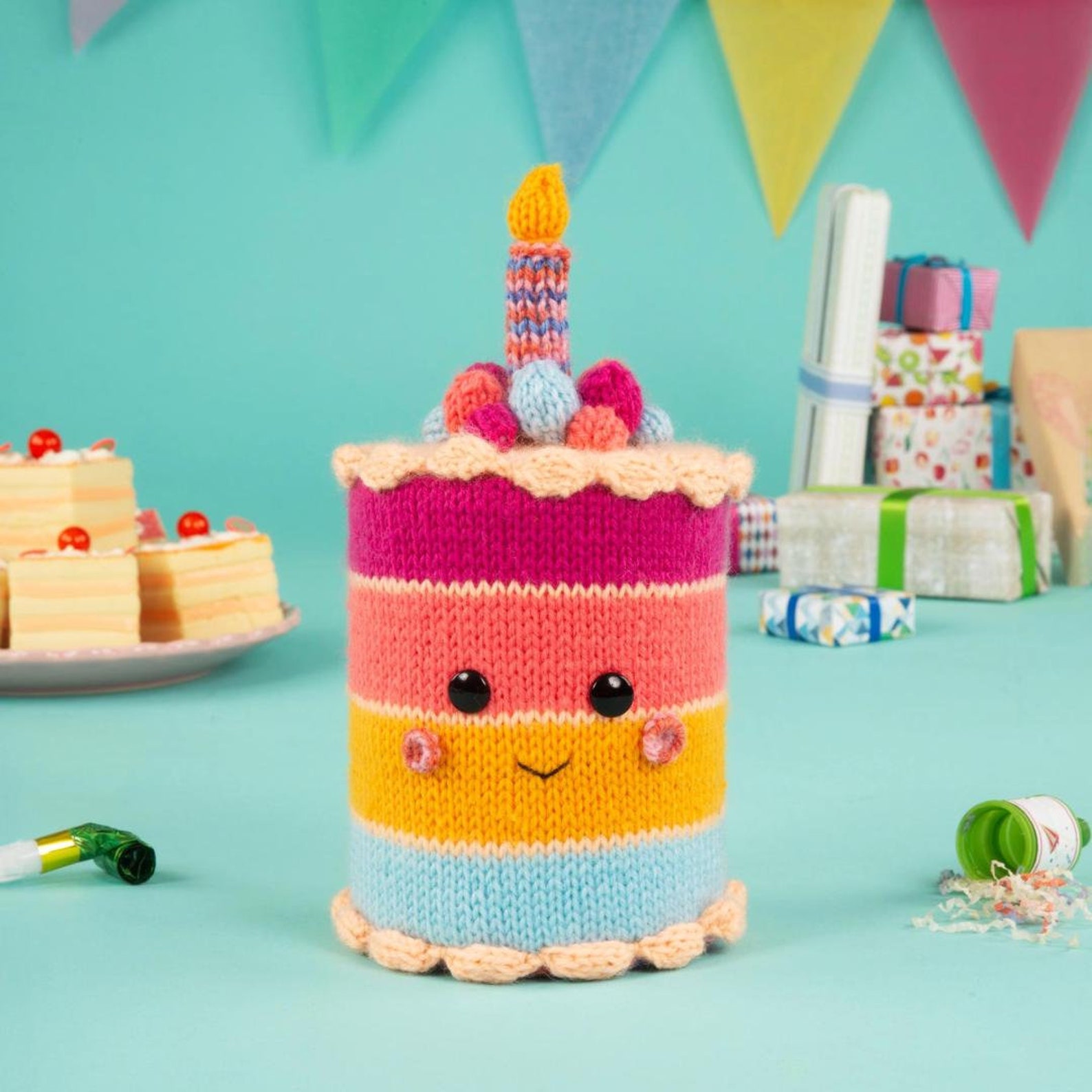 Celebration Cake Knitting Pattern | Rainbow Tiered Toy (PDF Download ...