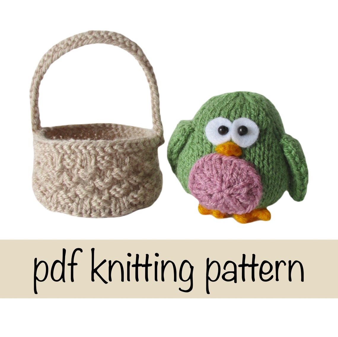 Chirpy Bird in a Basket Toy Knitting Patterns - Etsy