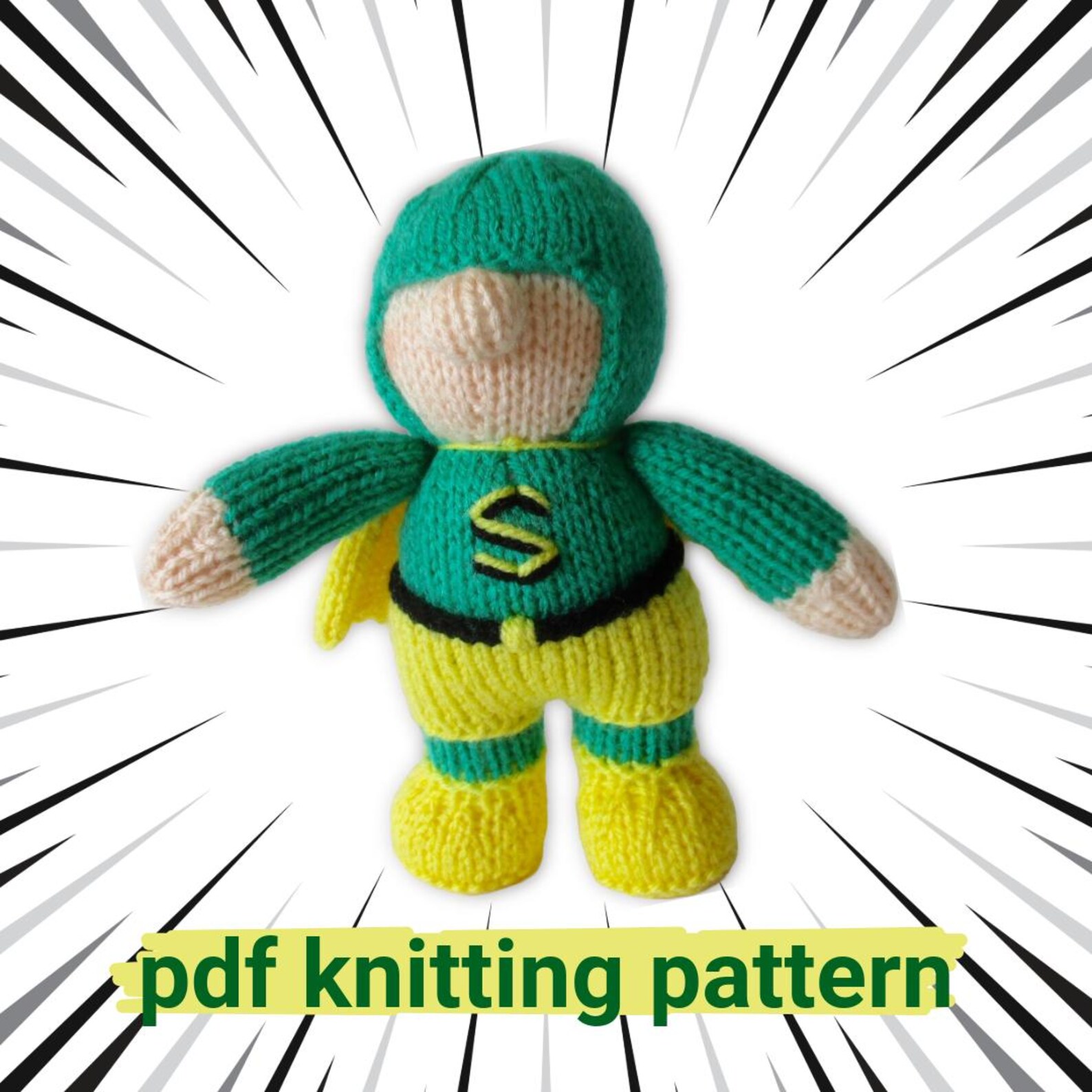 Knitting Pattern: "captain Stitches" Superhero Doll Toy (PDF Digital ...