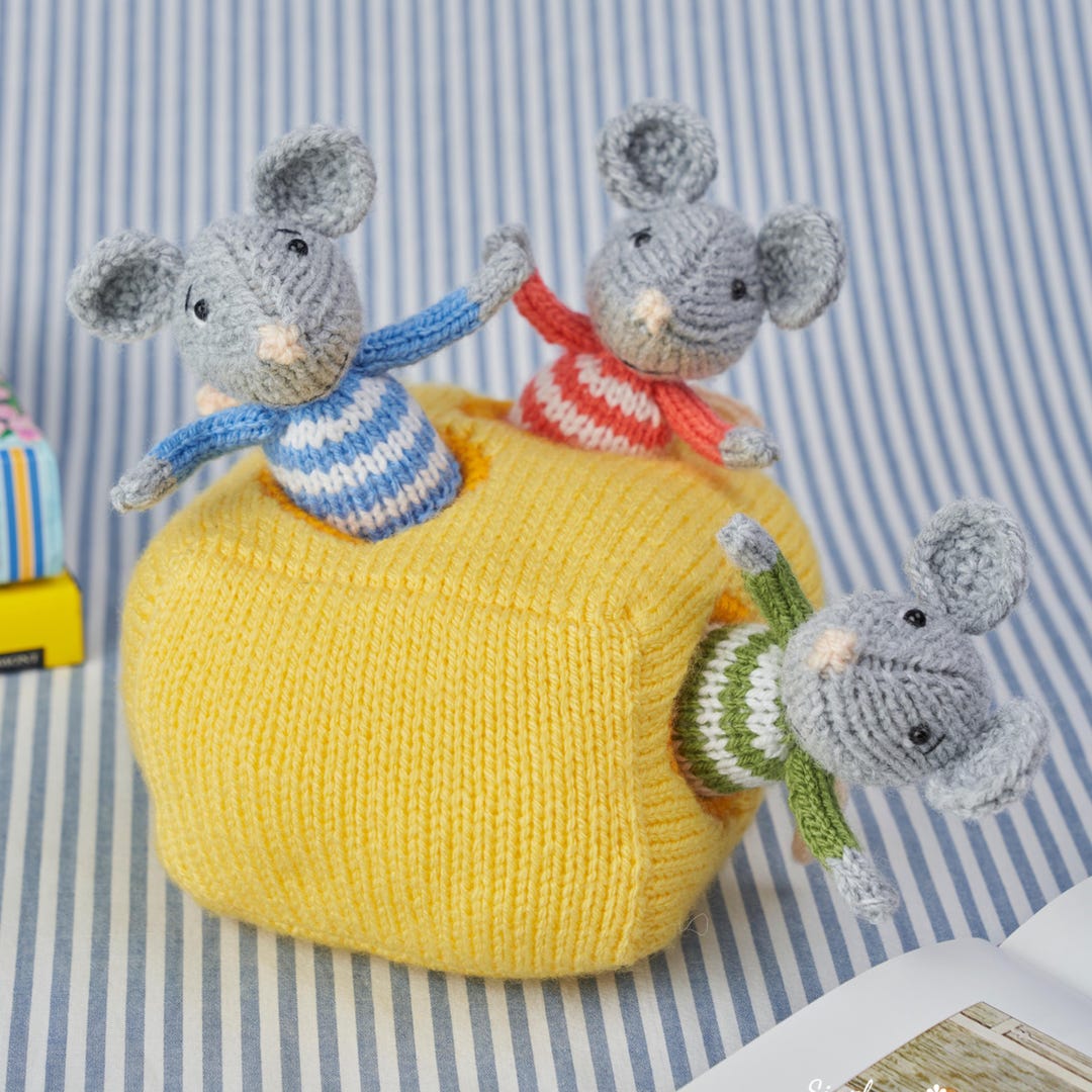 Mice in a Slice Knitting Pattern - Cheese Wedge With Mouse Toys - PDF ...