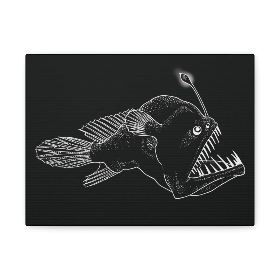 Canvas Wall Art, Angler Fish Print Matte Decor, Stretched 25" Hanging ...