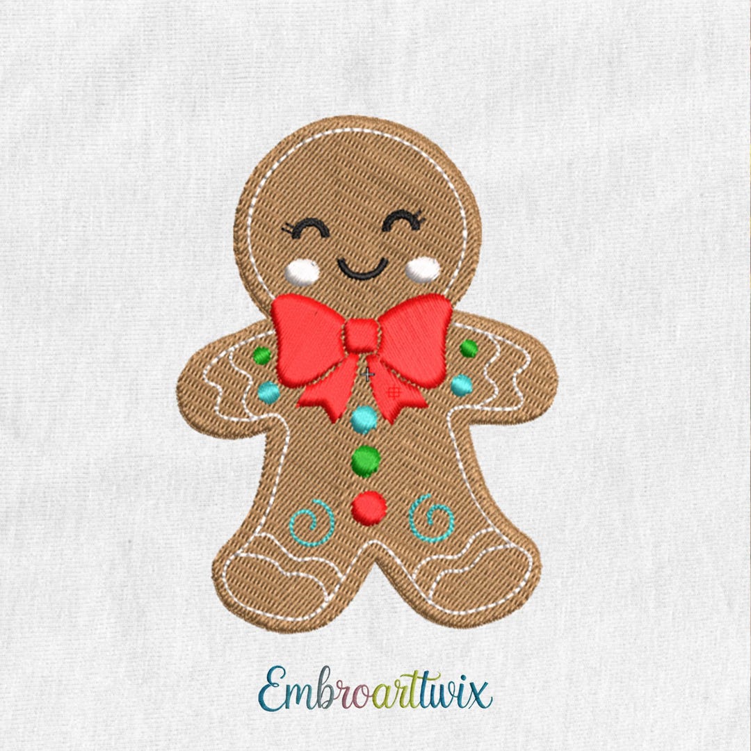 Christmas Gingerbread Man Embroidery Design, Gingerbread Stitch File ...