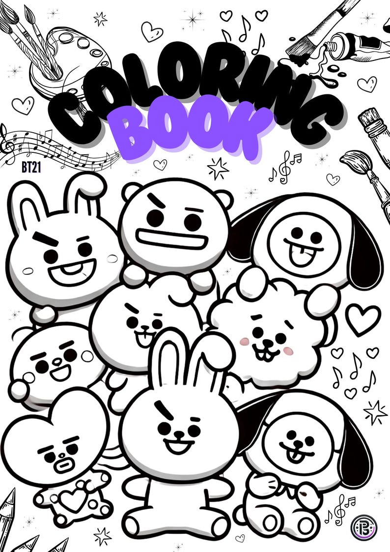 BT21 Inspired Coloring Book - Etsy