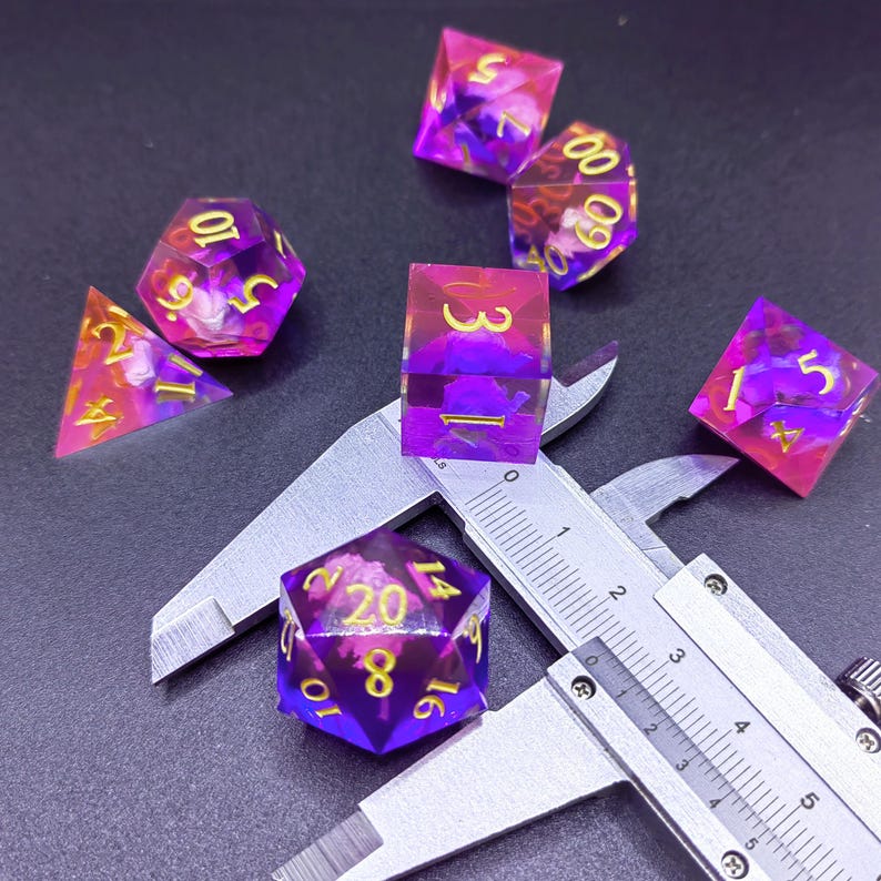 Pink & Blue Dice. Gradient Cloud Dice, Handmade Resin Sharp Edge Dnd ...