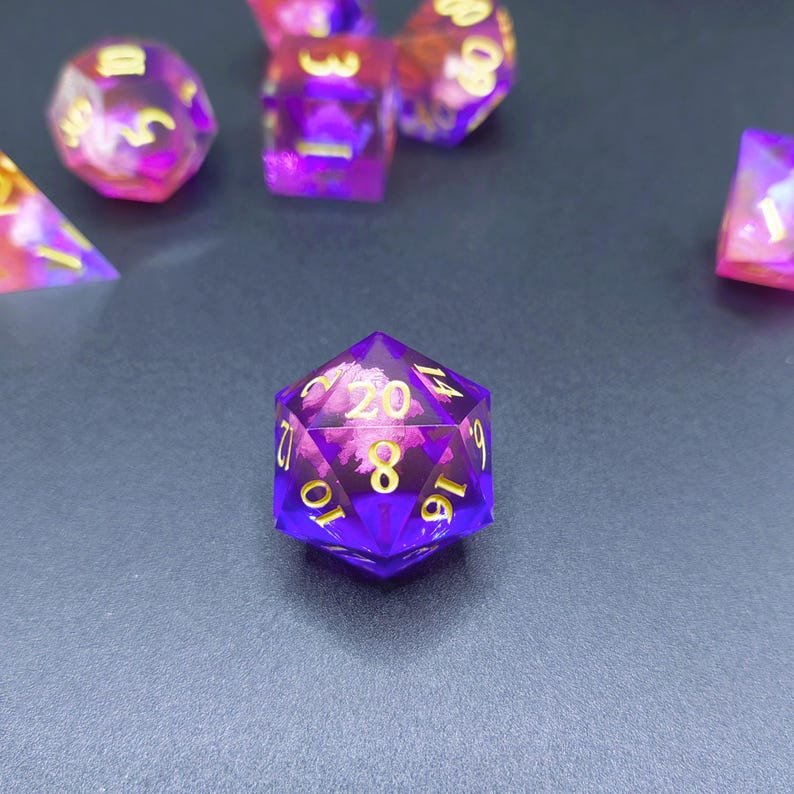 Pink & Blue Dice. Gradient Cloud Dice, Handmade Resin Sharp Edge Dnd ...