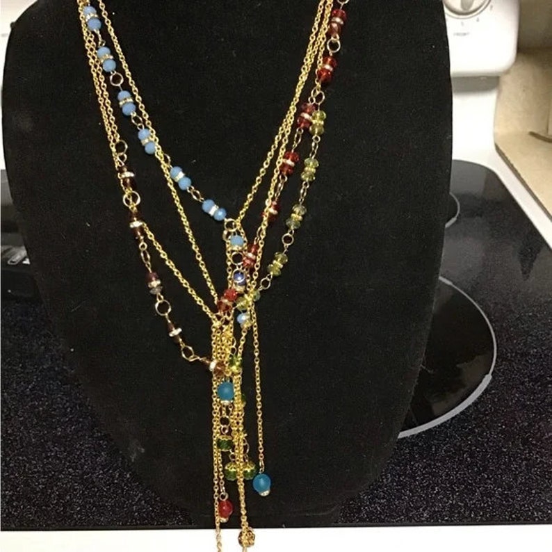 Gold Chain With Crystal Necklace 4 Colors Available - Etsy