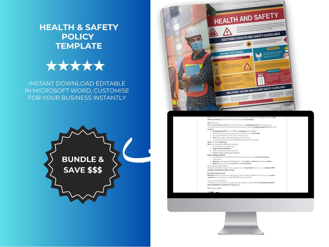 Editable Health and Safety Policy Template: ISO 45001 Compliant (word ...