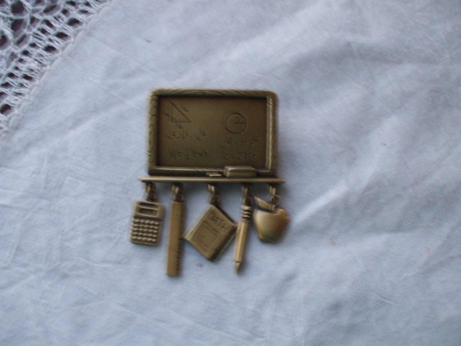 School Brooch, Math Teacher, Chalkboard Brooch With 5 Math Charms ...