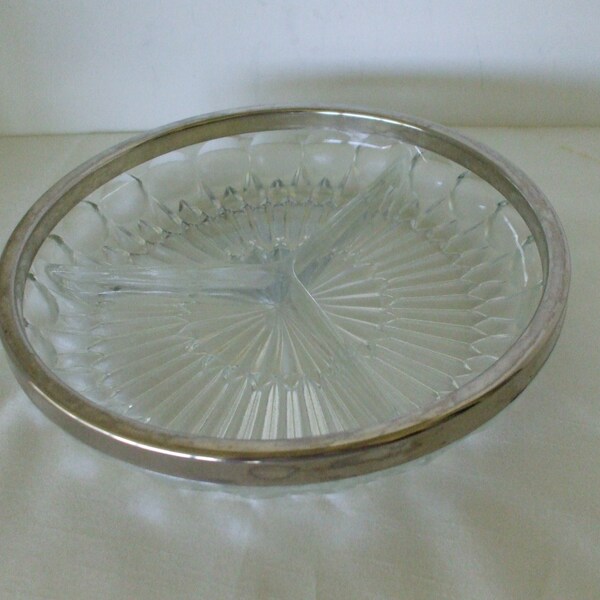 Cut Glass Dish With Silver Rim - Etsy