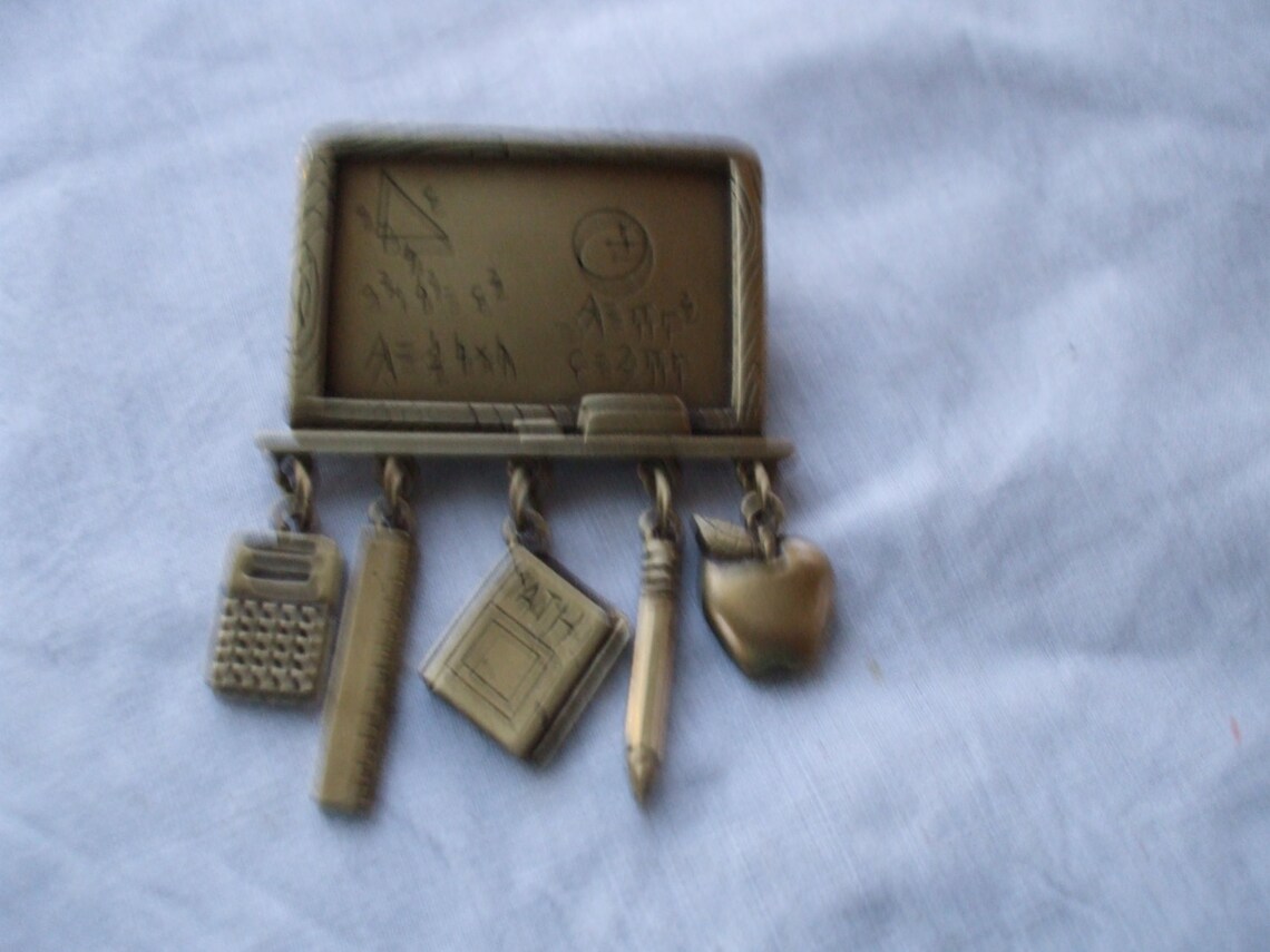 School Brooch, Math Teacher, Chalkboard Brooch With 5 Math Charms ...