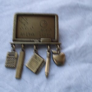 School Brooch, Math Teacher, Chalkboard Brooch With 5 Math Charms ...