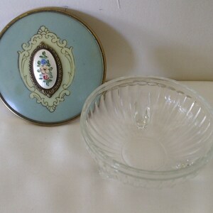 Powder Dish, Footed With Floral Copper Lid, Vanity Dish, Tricket Box ...