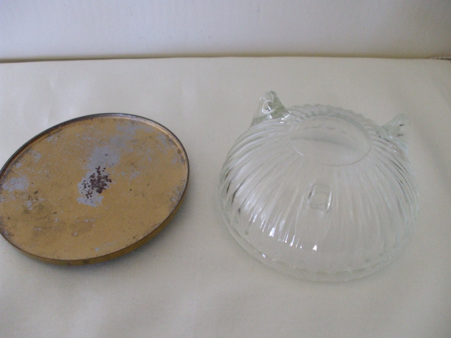 Powder Dish, Footed With Floral Copper Lid, Vanity Dish, Tricket Box ...