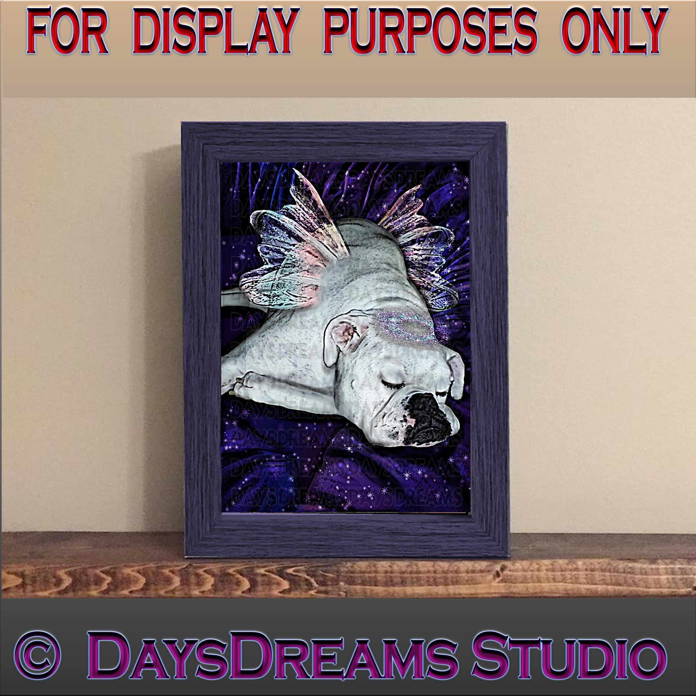 White Bulldog Memorial Sleeping Peaceful Winged Angel English Bullie ...