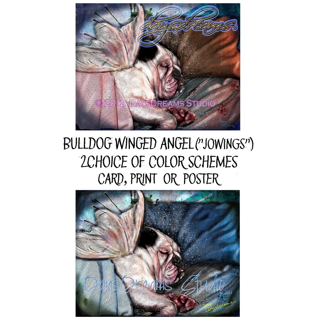 English Bulldog Memorial Condolence Sympathy Sleeping Angel - Etsy