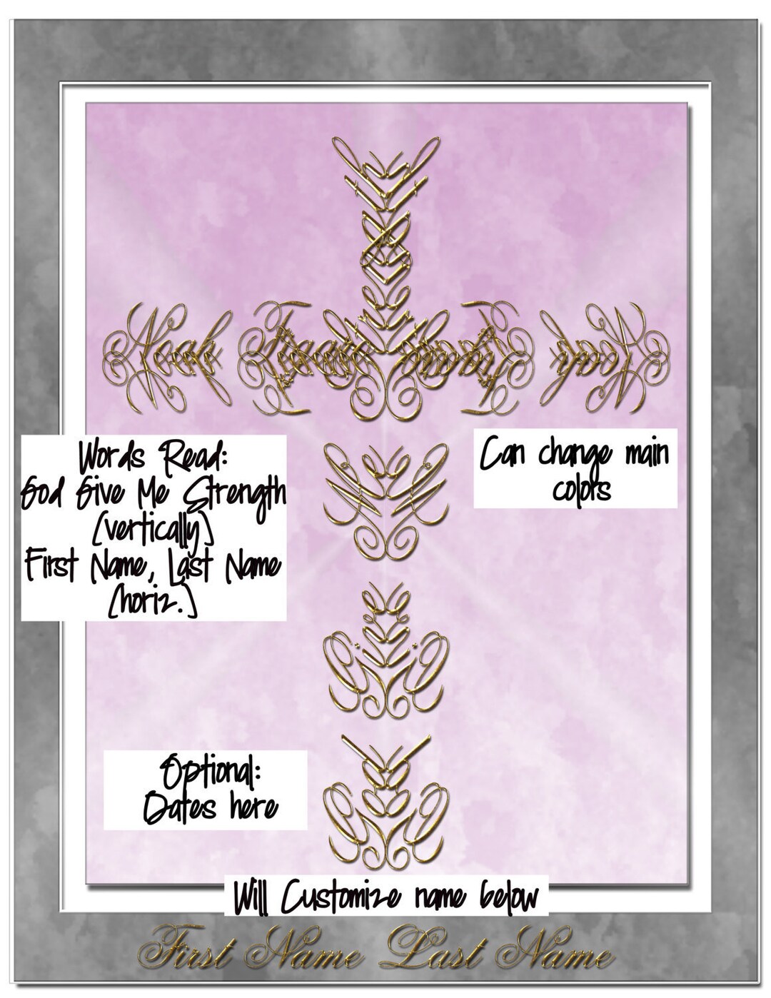 Name Cross Custom Personalized Memorial , Bereavement, in Memory ...