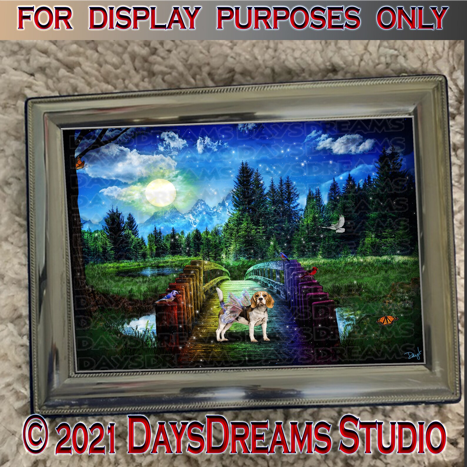 Beagle Hound Dog at Rainbow Bridge Angel Looking at You With Halo ...