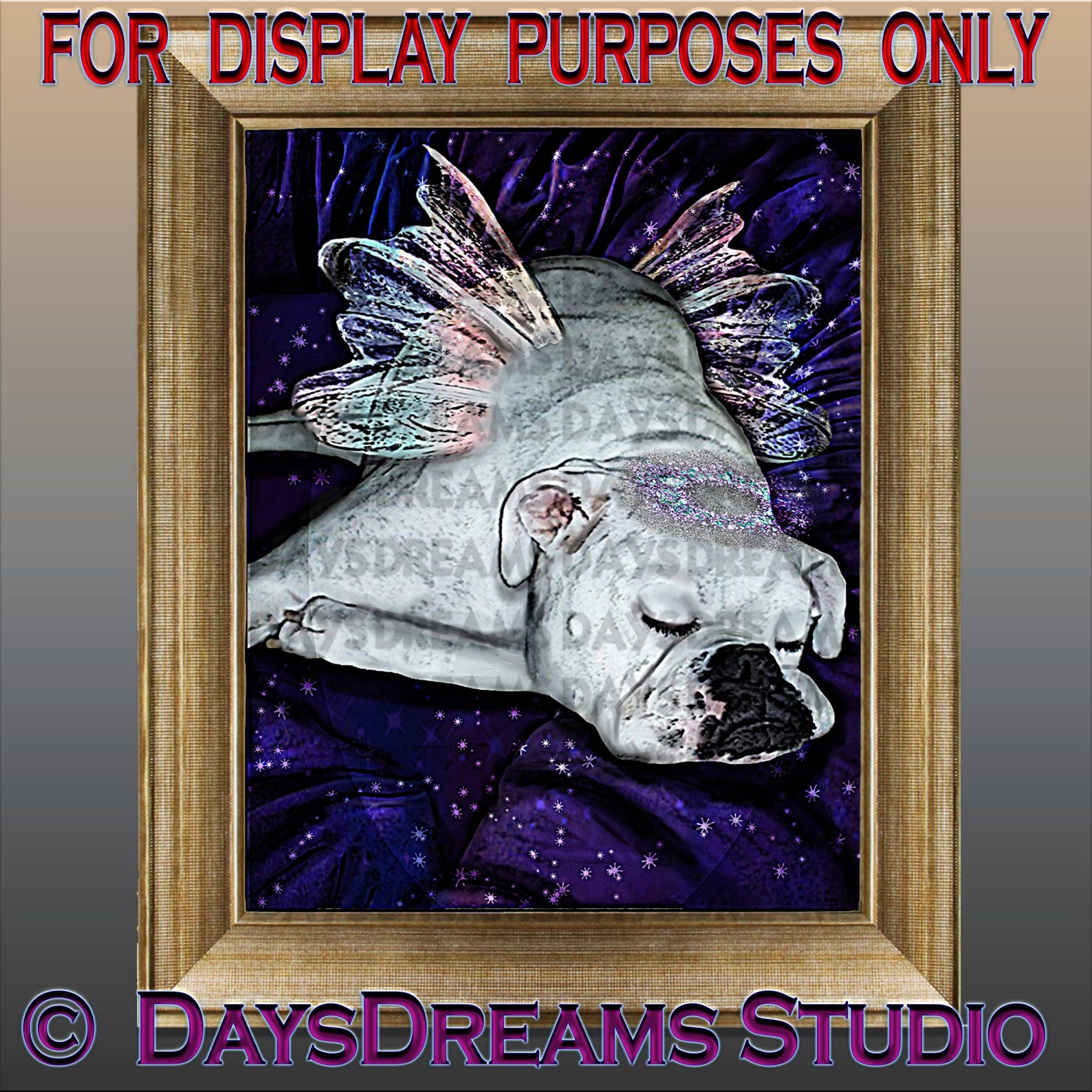 White Bulldog Memorial Sleeping Peaceful Winged Angel English Bullie ...