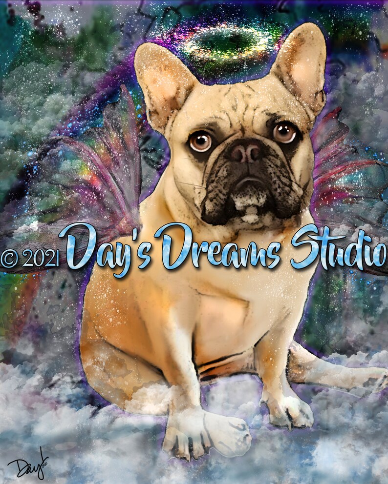 Fawn French Bulldog Frenchie Angel Wings Halo Memorial Grief - Etsy