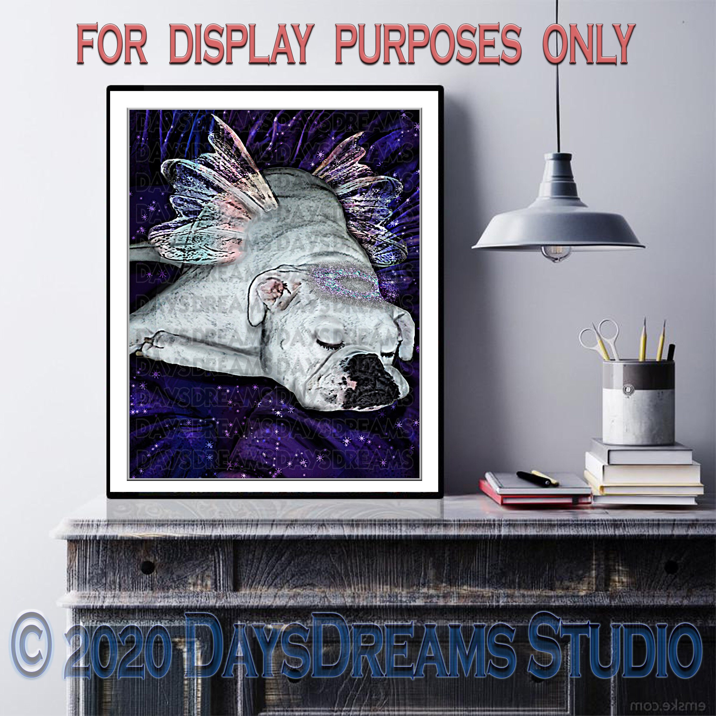 White Bulldog Memorial Sleeping Peaceful Winged Angel English Bullie ...
