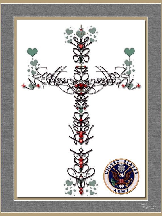 U.S. Military Prayer Custom Name Cross Soldier Active Duty | Etsy