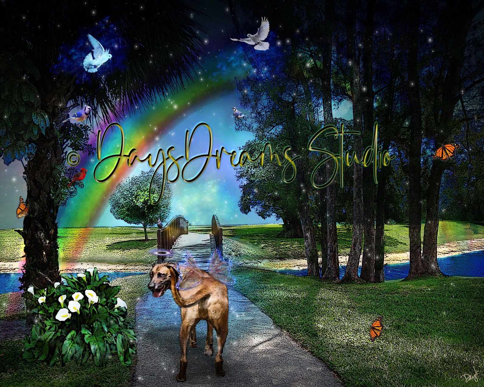 Rhodesian Ridgeback Dog at Rainbow Bridge Angel Looking Back - Etsy