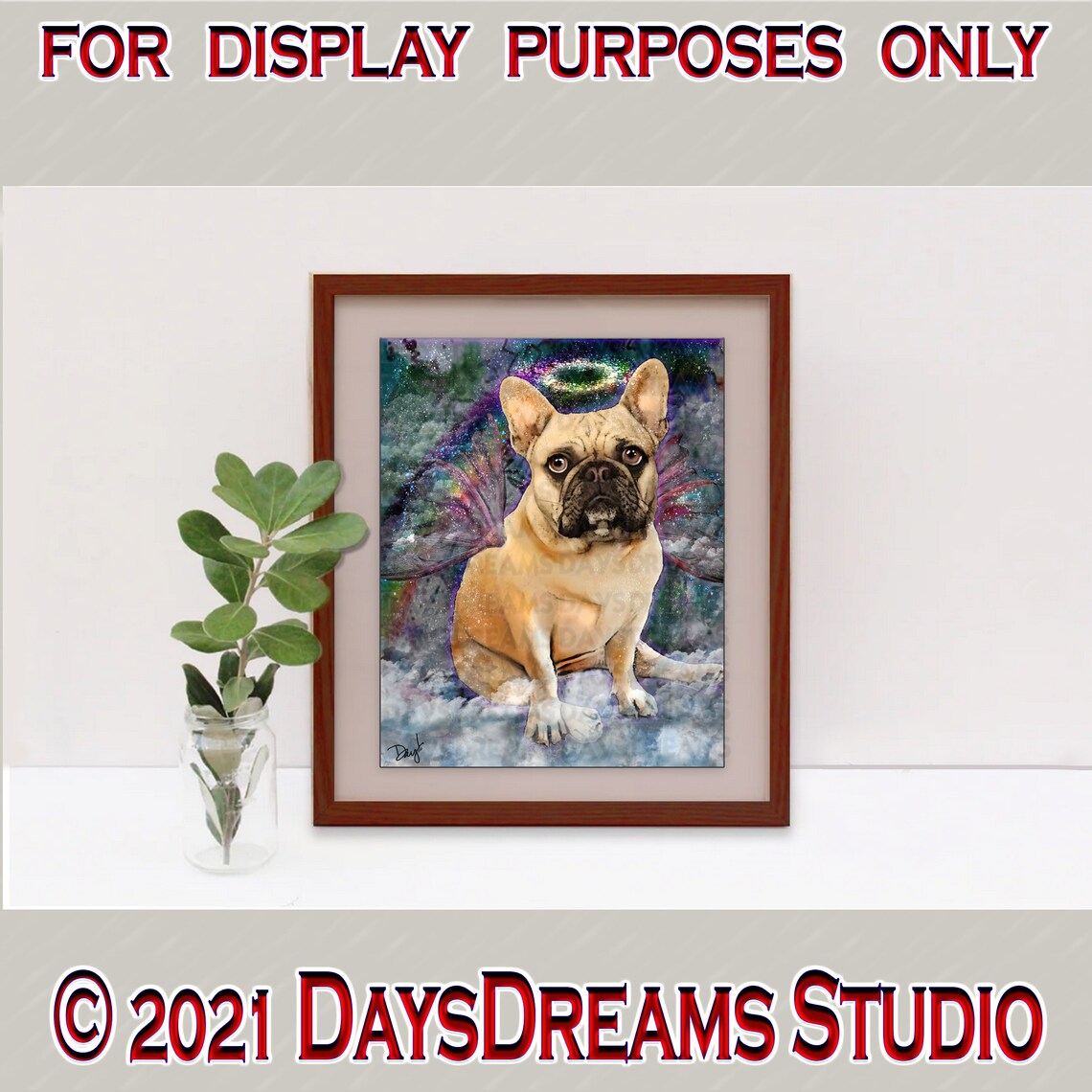 Fawn French Bulldog Frenchie Angel Wings Halo Memorial Grief Pet Loss ...