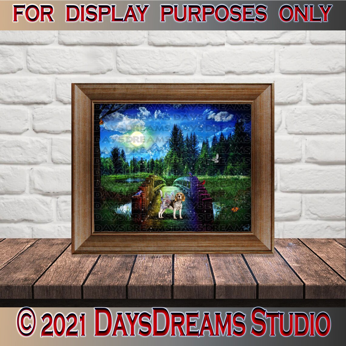 Beagle Hound Dog at Rainbow Bridge Angel Looking at You With Halo ...