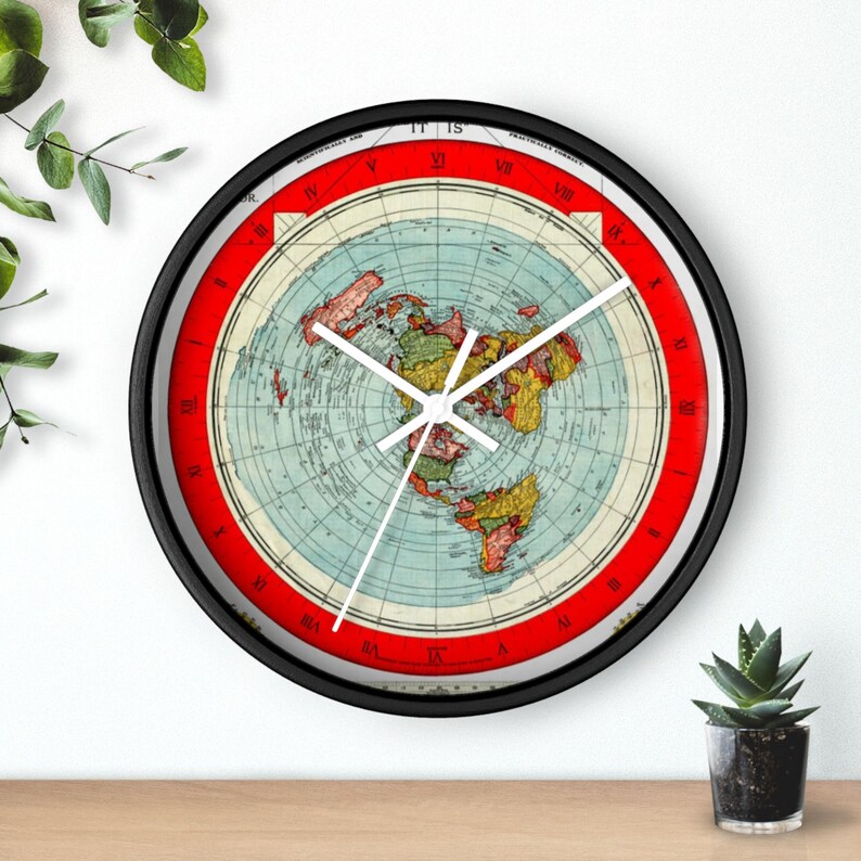 Vintage World Map Flat Earth Wall Clock - Perfect for Travelers, Home ...