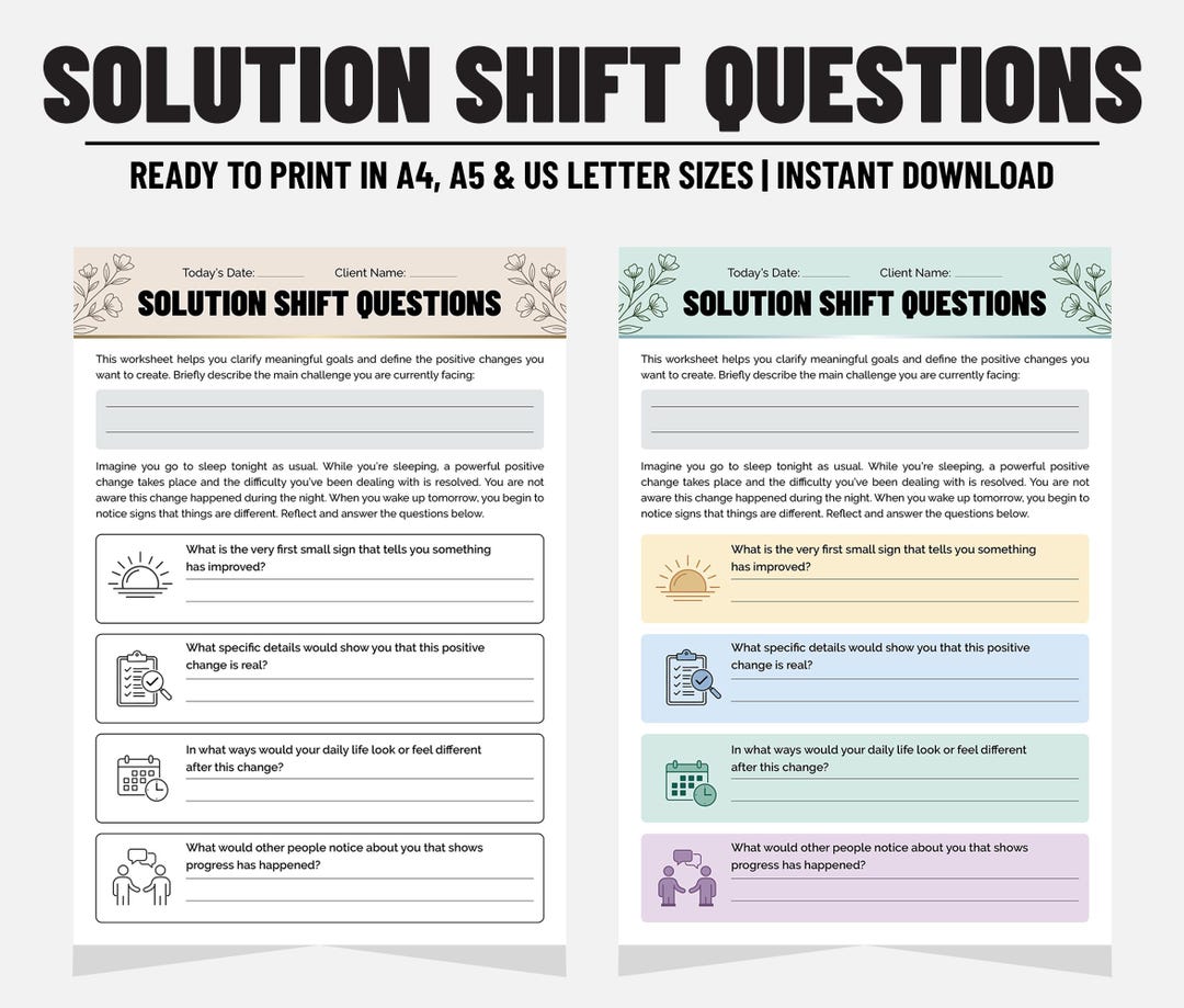Solution Focused Brief Therapy Worksheet, SFBT Miracle Question ...