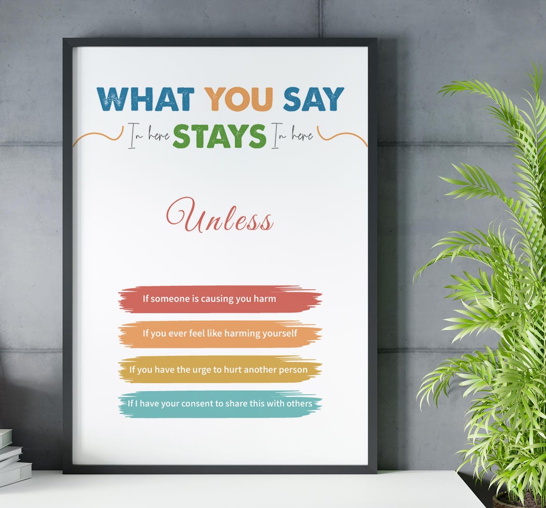 Counseling Office Wall Art | Therapy Confidentiality Printable | Mental ...
