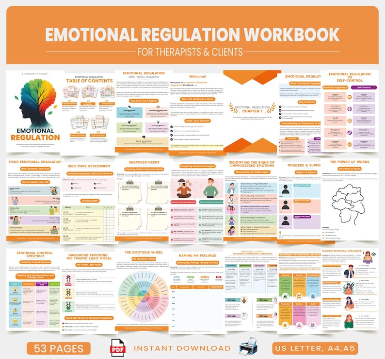 Emotional Regulation, Managing Emotions Workbook Mega Bundle, Therapy ...