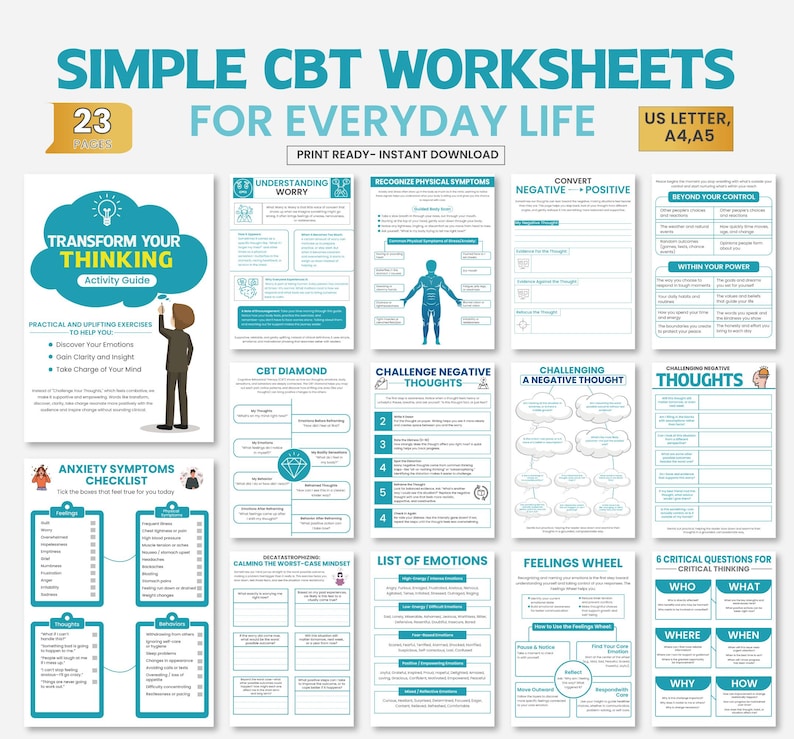 Cognitive Behavioral Therapy Workbook & Worksheets | CBT Therapy ...