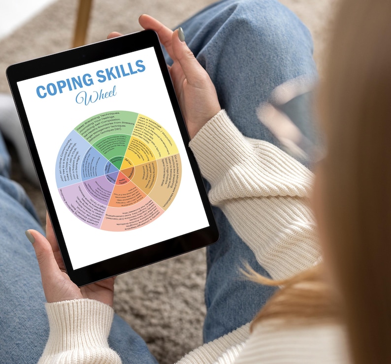 Coping Skills Wheel Printable | Therapy Worksheets for Kids & Adults ...