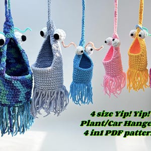 4 in 1 Yip Yip Car Hanger Plant Hangers Crochet Pattern PDF Bundle Yip Alien Crochet Pattern - Etsy
