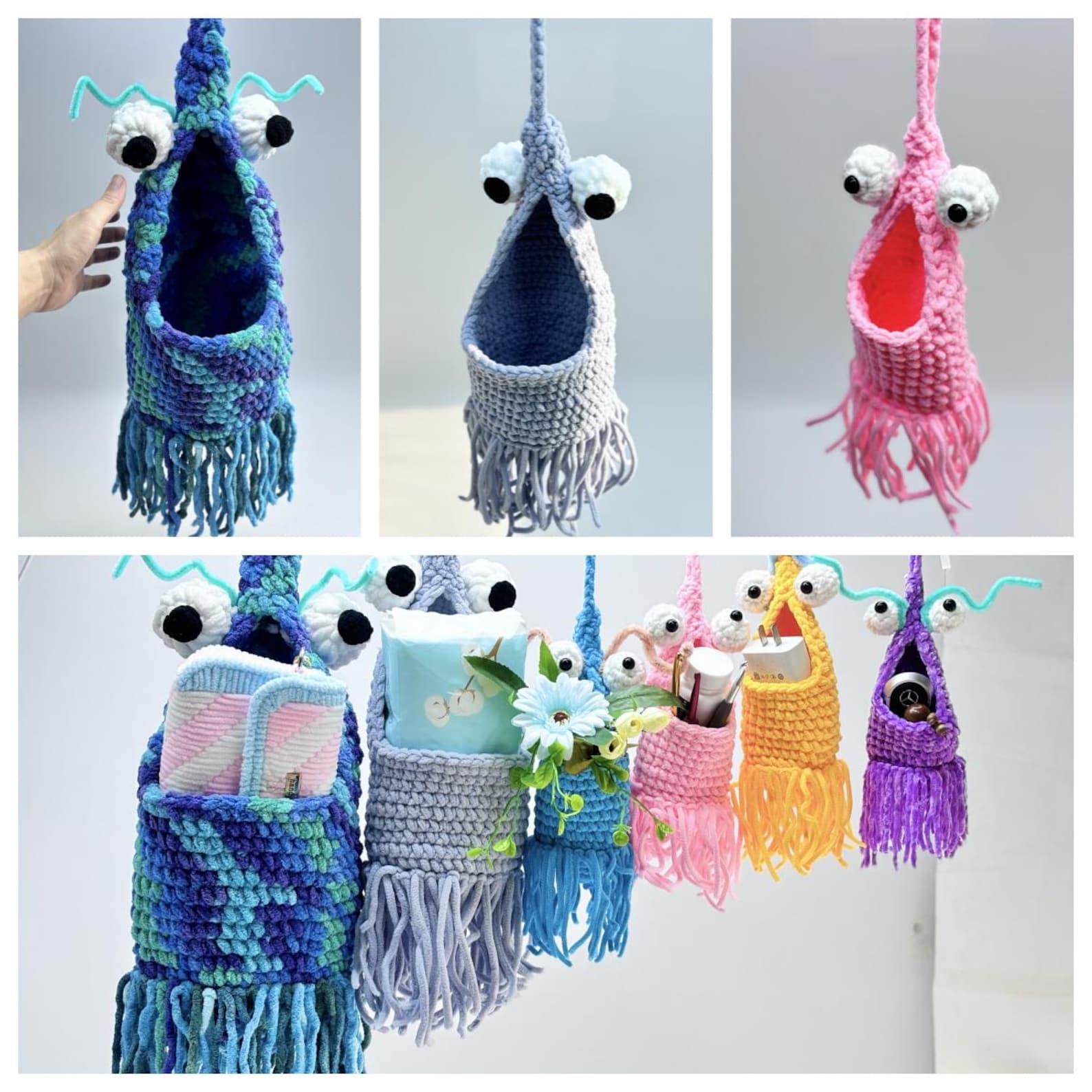 4 in 1 Yip Yip Car Hanger Plant Hangers Crochet Pattern PDF Bundle Yip Alien Crochet Pattern - Etsy
