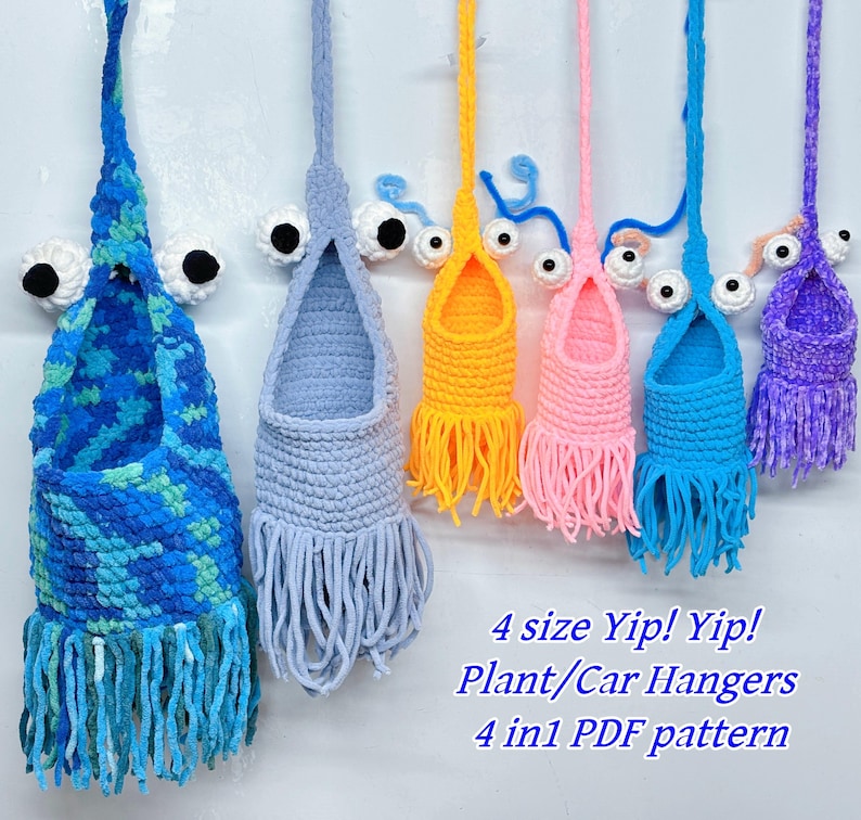 4 in 1 Yip Yip Car Hanger Plant Hangers Crochet Pattern PDF Bundle Yip Alien Crochet Pattern - Etsy