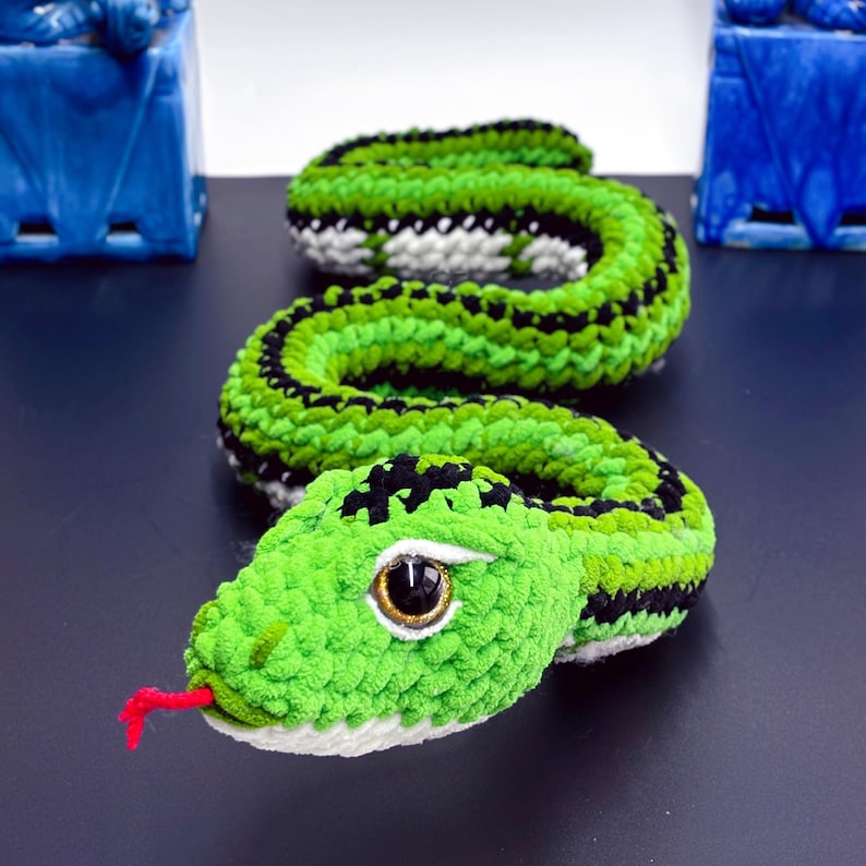 Green Striped Snake Crochet Pattern – PDF Amigurumi Snake Pattern - Etsy