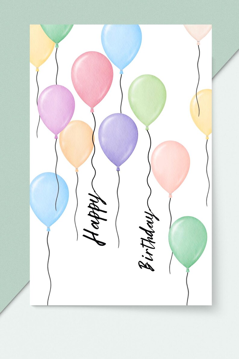 Watercolor Balloon Birthday Card – Whimsical & Colorful Greeting - Etsy