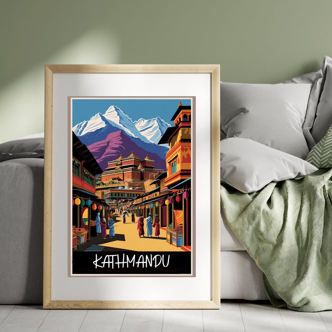 Kathmandu Poster Digital, Cityscape Wall Decor, Kathmandu Skyline ...